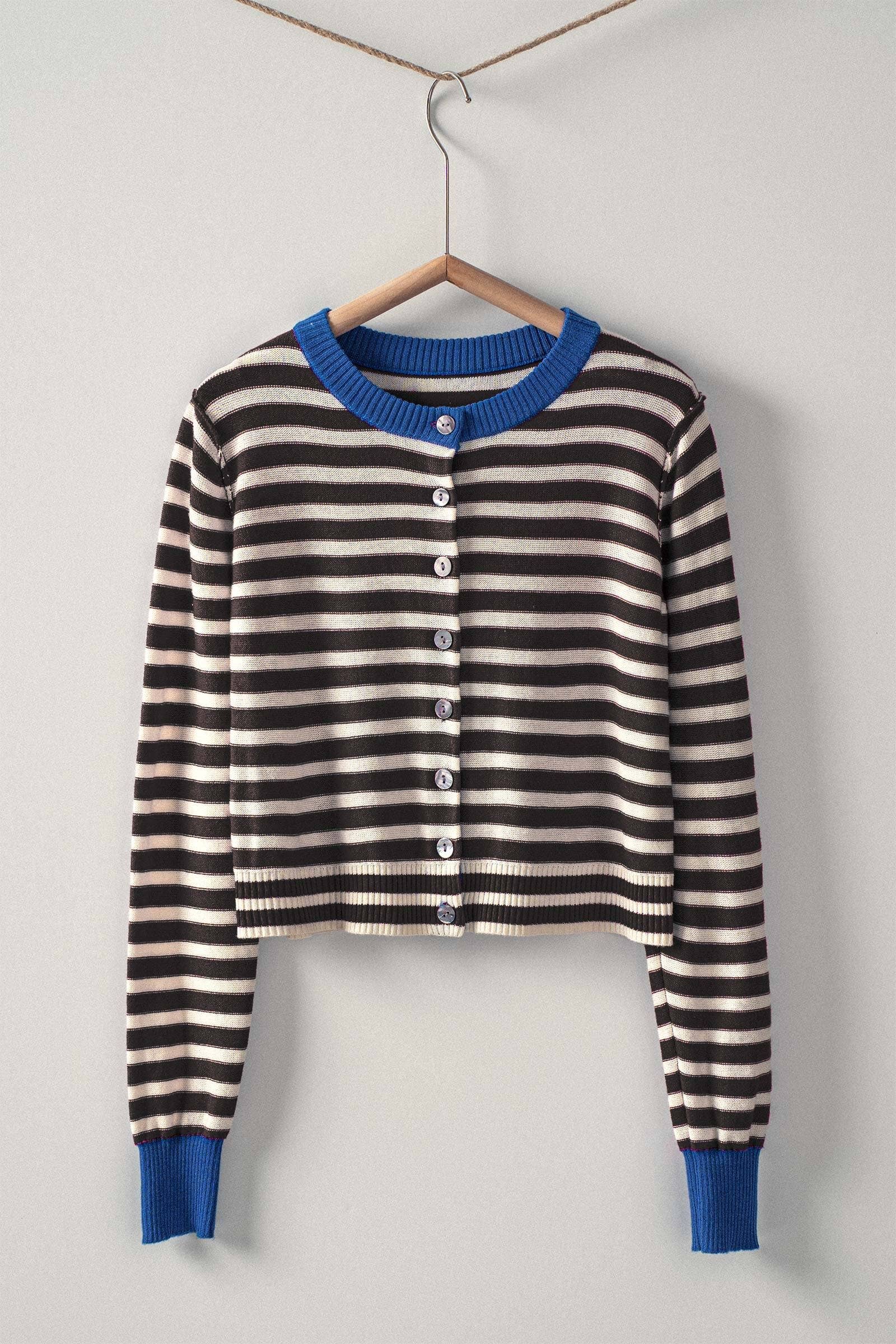 Striped Knit Cropped Button-Up Cardigan – Millie Jo's on Main